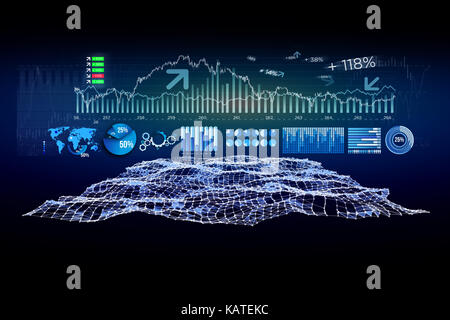 View of a Trading forex data interface on a futuristic hologram ...