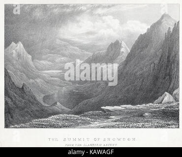 "The Summit" . Vintage Illustration from The ascent of Mont Blanc, by ...