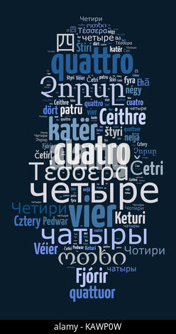 Number four in different languages wordcloud text concept Stock Photo ...