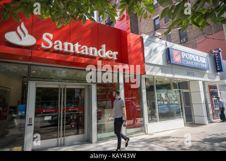 Exterior of the Santander bank branch on Queen street Cardiff South ...