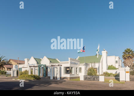 WALVIS BAY, NAMIBIA - JULY 2, 2017: An unidentified airborne kite ...