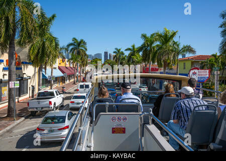 Miami Double Decker sightseeing bus - MIAMI, FLORIDA - FEBRUARY 14 ...