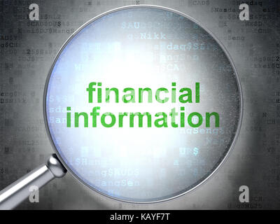 Finance concept: Financial Information with optical glass Stock Photo ...