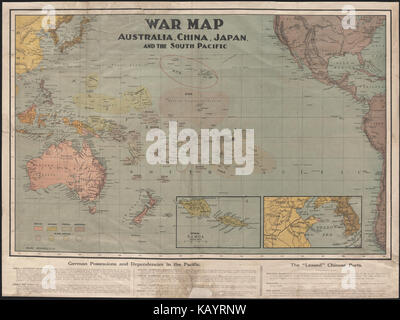 Old map of South Pacific War Zone in WWII, 1940's Stock Photo - Alamy