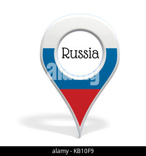 Map marker with Russia flag on a white background. 3d illustration ...