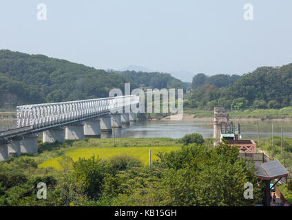 Freedom and railway bridge over Imjin River between North and South ...