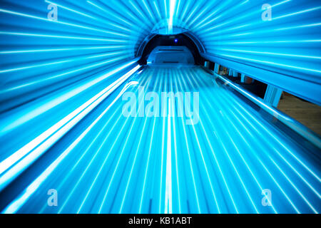 Inside view of Tanning Bed UV solarium light for skin darkening Stock ...