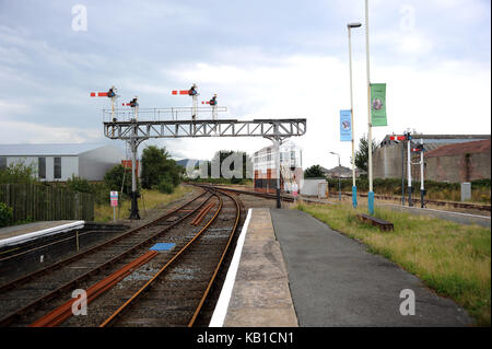 Gantry and signal box, Llandudno Station Stock Photo - Alamy