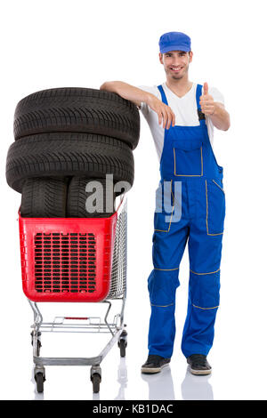 a smiling mechanic thumbs up Stock Photo - Alamy