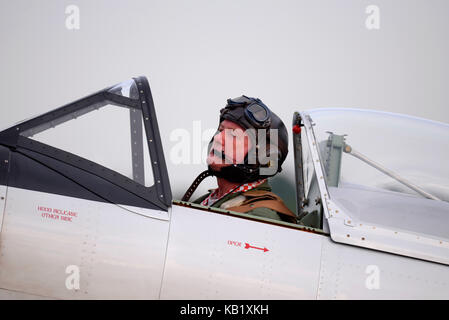 Pilot Air Marshal Cliff Spink (RAF) inside the cramped cockpit canopy ...