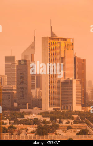 UAE, Dubai, Downtown Dubai, Downtown hi rise buildings, elevated view ...