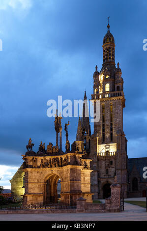 France Finistere Pleyben the church and the calvary in the Parish close ...