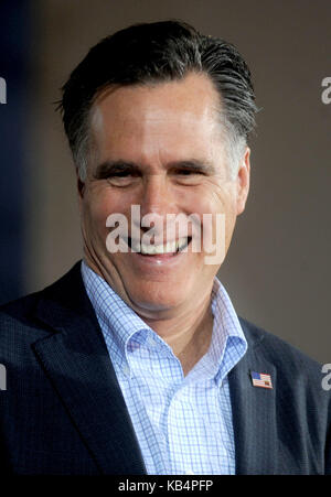Presidential hopeful Mitt Romney holds a campaign rally in the ...