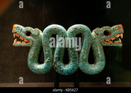 Turquoise mosaic of double headed serpent Aztec 15 -16 Cent American ...