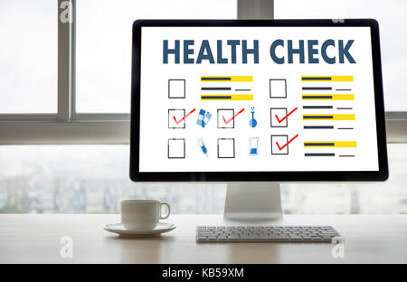 Digital HEALTH CHECK Concept working with computer interface as medical ...
