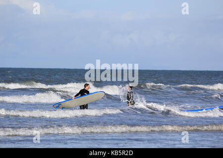Borth beach Wales Sept 28th 2017 Warm weather on the Welsh coast, a ...