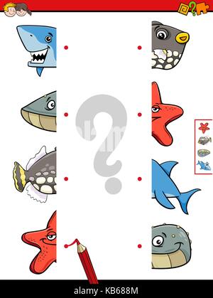 Matching game for kids with sea animals. Learning geometric shapes ...