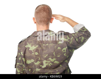 back view of army soldier saluting Stock Photo: 92995487 - Alamy