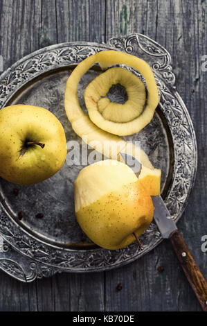 Purified skin from a large apple Stock Photo - Alamy