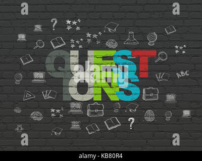 Education concept: Questions? on wall background Stock Photo - Alamy