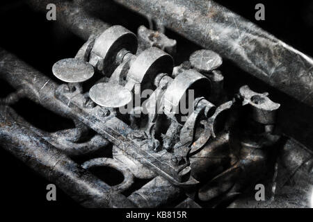 Part of a very old trumpet - Scratched - Selective focus Stock Photo ...