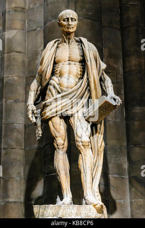 Statue of St. Bartholomew, with his own skin after being flayed, by ...
