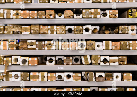 Rock core samples at the Geological Survey of Northern Ireland Stock ...