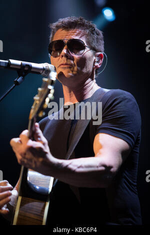 Morten Harket lead singer of A-ha pop band performs live on stage at ...