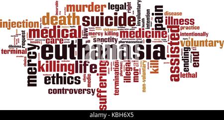 Assisted suicide word cloud concept. Collage made of words about ...