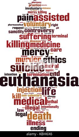 Assisted suicide word cloud concept. Collage made of words about ...