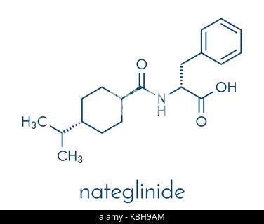 Nateglinide diabetes drug molecule. Skeletal formula Stock Vector Image ...