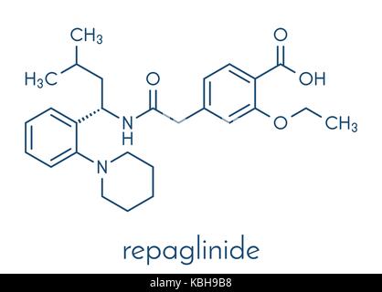 Repaglinide diabetes drug molecule. Skeletal formula Stock Vector Image ...