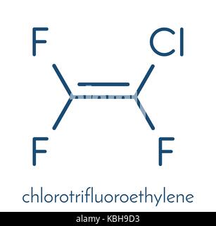 Polychlorotrifluoroethylene (PCTFE) polymer, chemical structure ...