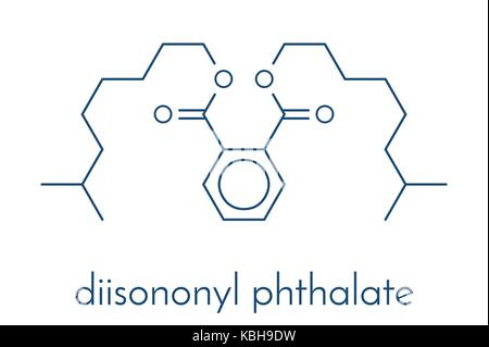 Diisononyl phthalate (DINP) plasticizer molecule. Skeletal formula ...