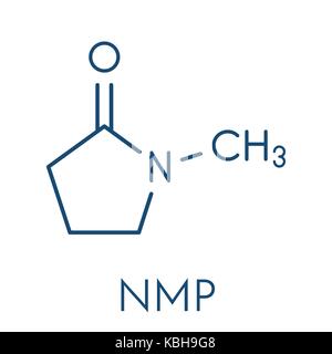 N-methyl-2-pyrrolidone (NMP) chemical solvent molecule. Skeletal ...