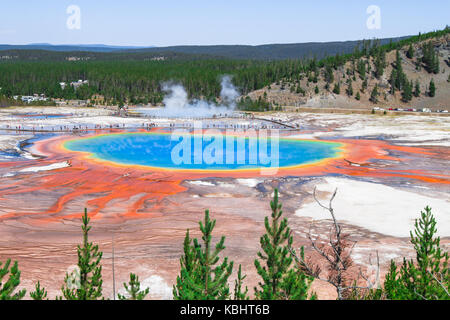 Famous trail of Grand Prismatic Springs in Yellowstone National Park ...