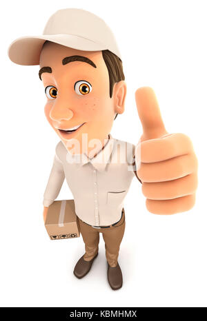 3d man positive pose with thumb up, isolated white background Stock ...