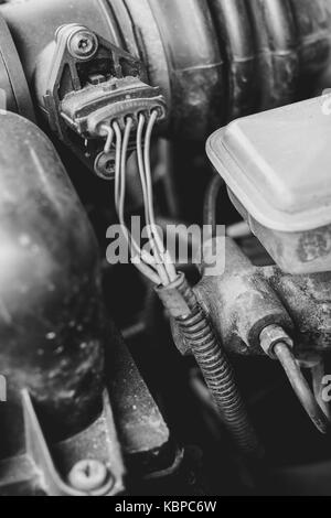 the car's engine closeup of hoses and tubes Stock Photo - Alamy