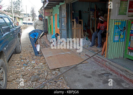 African cutting timber carpenter's shop Kamere Township Naivasha Kenya ...