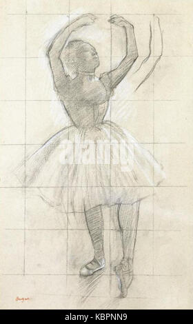 Edgar Degas' 1874 chalk study of a dancer with arms raised is a ...