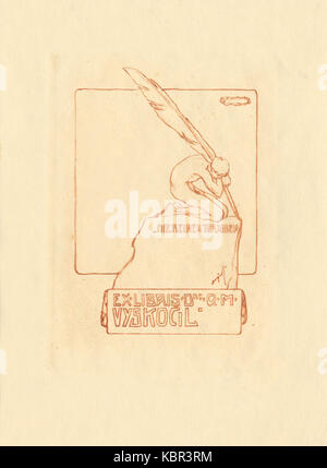 An ex libris by Franz von Bayros, featuring an intricate design ...