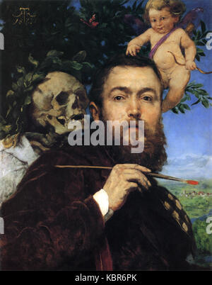 Self-portrait with Love and Death by Hans Thoma Stock Photo - Alamy