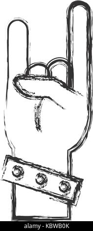 Rock Hand Symbol icon over white background vector illustration Stock ...