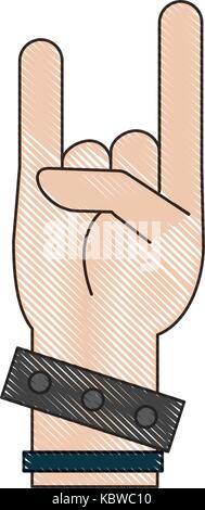 Rock Hand Symbol icon over white background vector illustration Stock ...