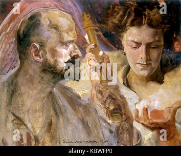 Jacek Malczewski, Self-Portrait with Muse and Buddleia (Autoportret z ...