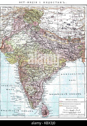 Old and vintage map of India at 1900 Stock Photo - Alamy