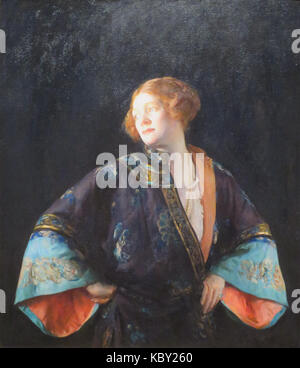'The Blue Mandarin Coat' (1922) by Joseph DeCamp is a portrait painting ...