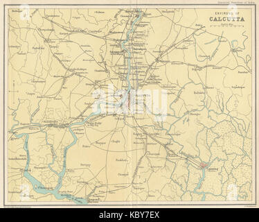 Map of Calcutta from The Imperial Gazetteer of India (1907 1909 Stock ...