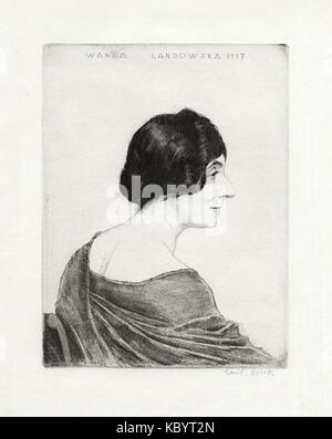 A portrait of the famous harpsichordist Wanda Landowska, painted by ...