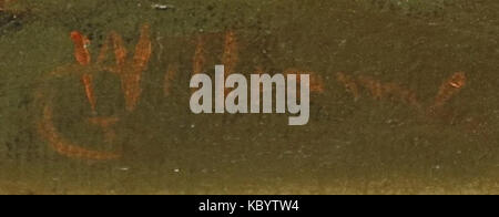 This image shows the signature of American painter Henry Mosler, dating ...